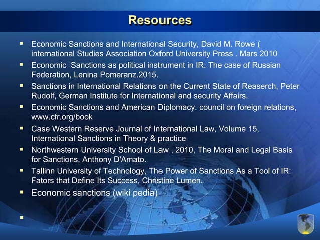Economic Sanctions in International Relations | PPTX
