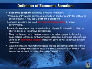 Economic Sanctions in International Relations | PPTX