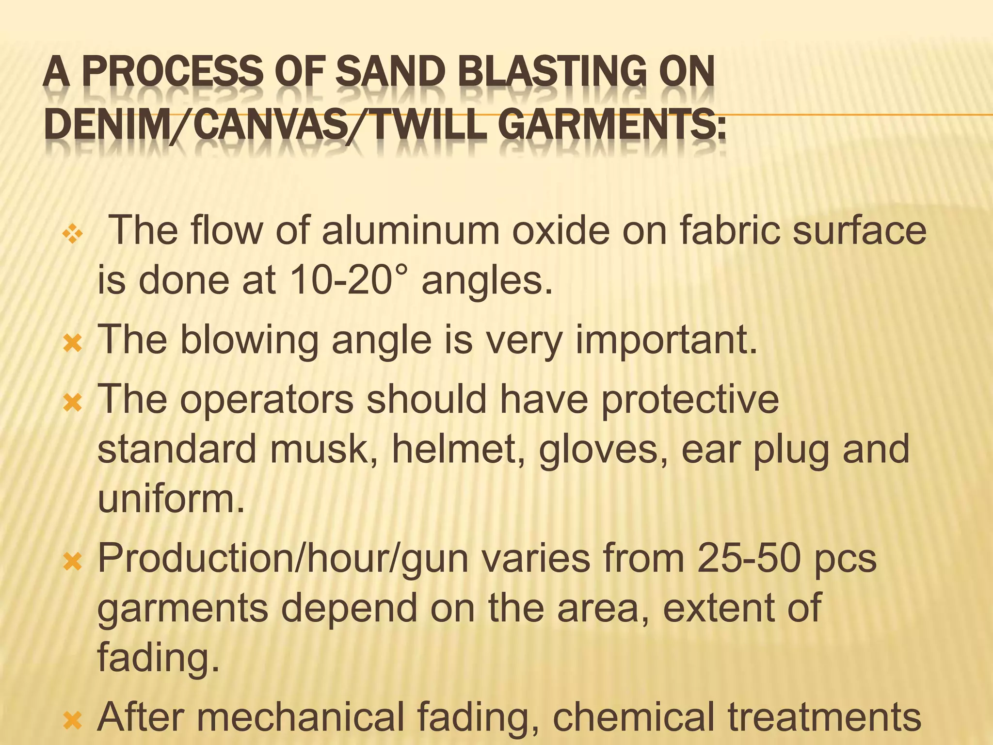 Sand blasting washing process for denim garments | PPTX