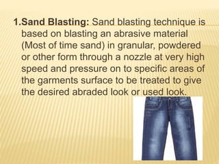 Sand blasting washing process for denim garments | PPTX