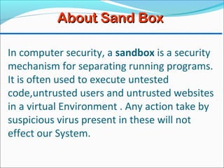 Sandbox Technology in AntiVirus | PPT