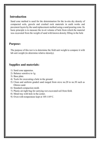 Determination of Field Density Using Sand Cone Method | Jameel Academy ...