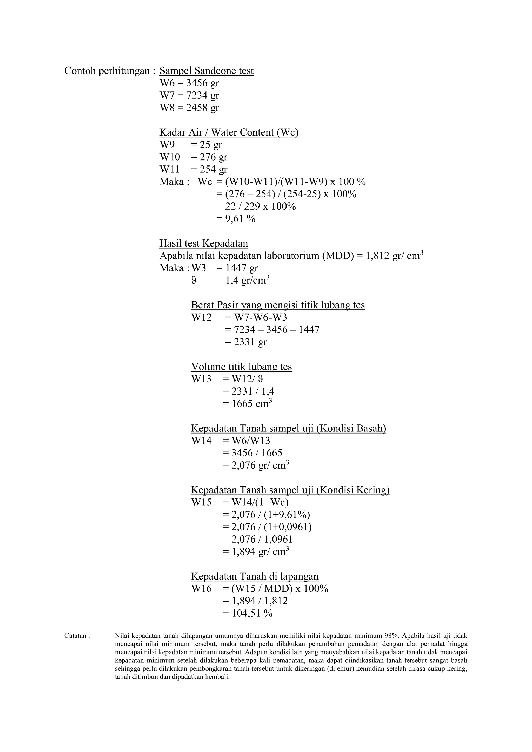 Sand cone test (Tes Kepadatan Tanah di Lapangan) | PDF