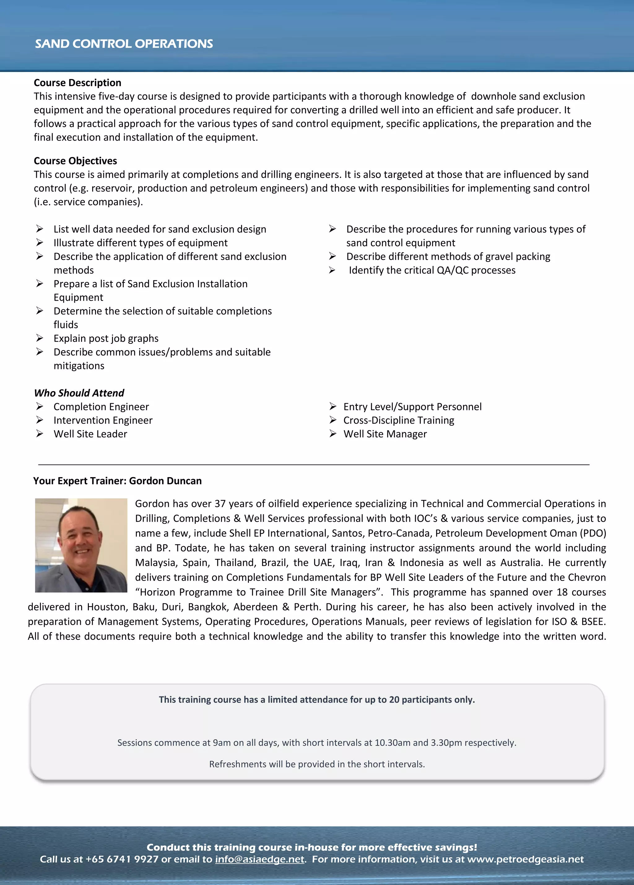 Sand Control Operations | PDF