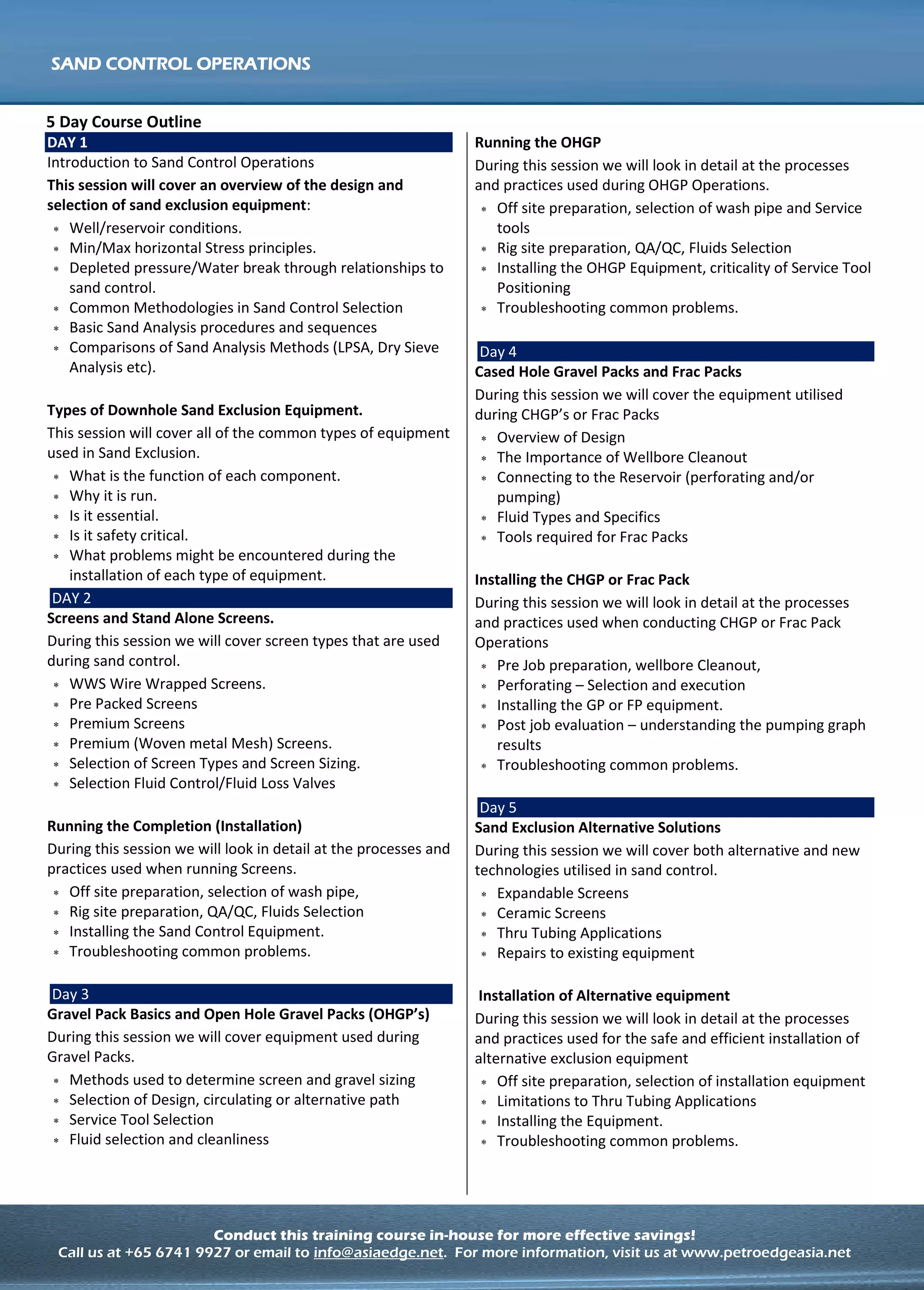 Sand Control Operations | PDF