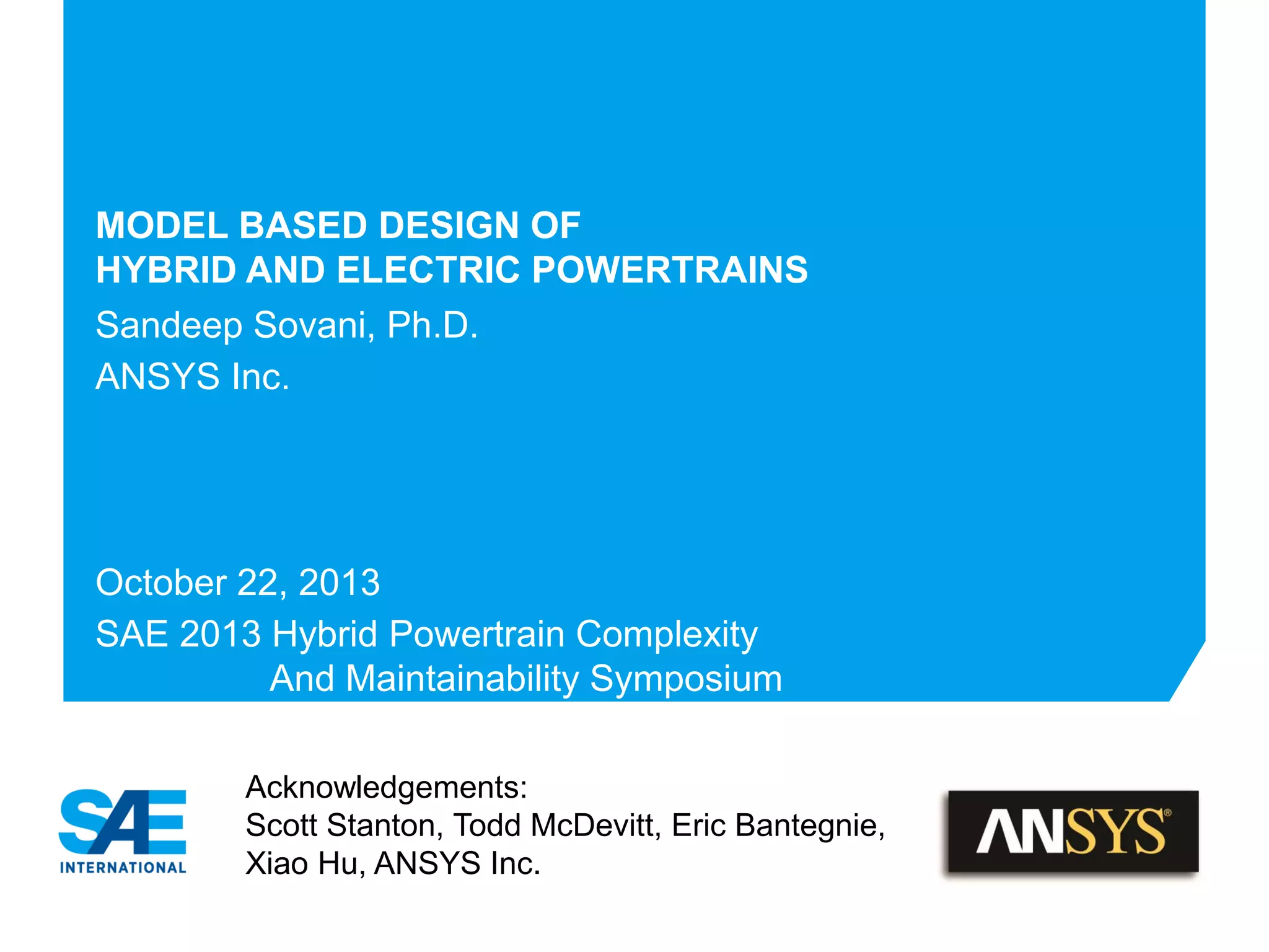 Model Based Design of Hybrid and Electric Powertrains | PDF