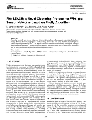 Fire-LEACH: A Novel Clustering Protocol for Wireless Sensor Networks based on Firefly Algorithm ...
