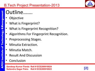 Fingerprint Recognition Technique(PPT) | PPT