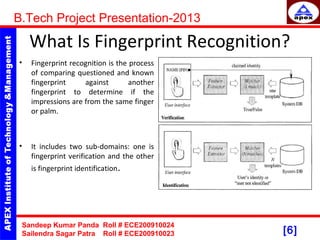 Fingerprint Recognition Technique(PPT) | PPT