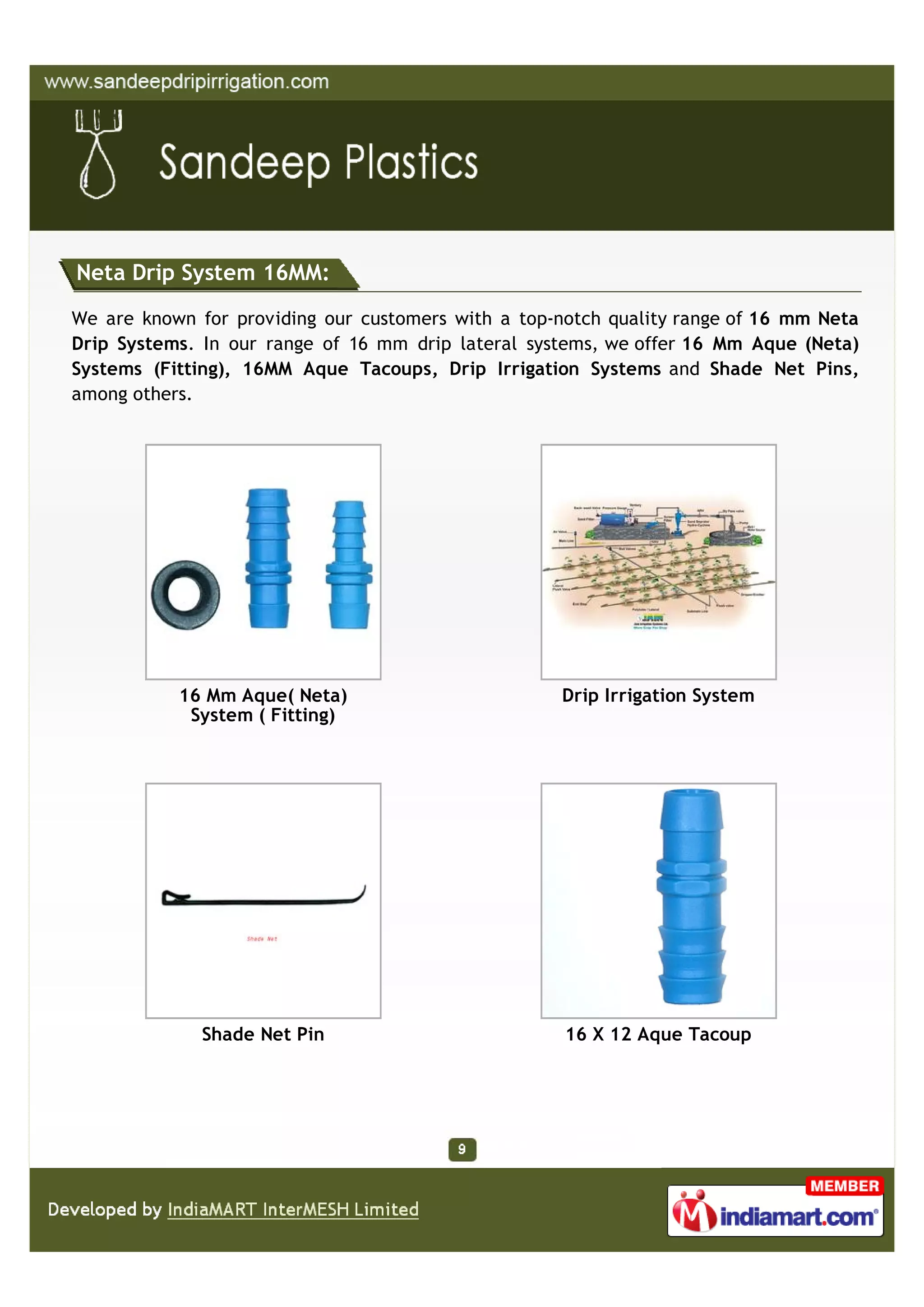 Sandeep Plastics, Nashik , irrigation system components | PDF