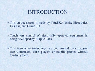 Touchless Touchscreen | PPTX