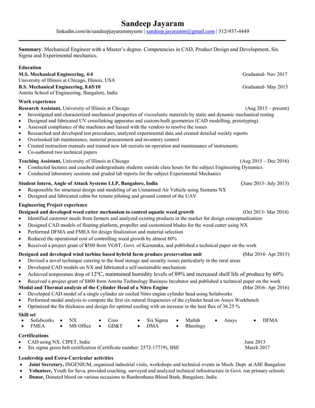 Sandeep jayaram resume | PDF
