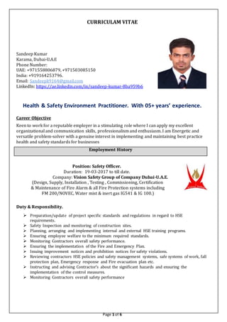 Sandeep kumar cv 2017 | DOCX