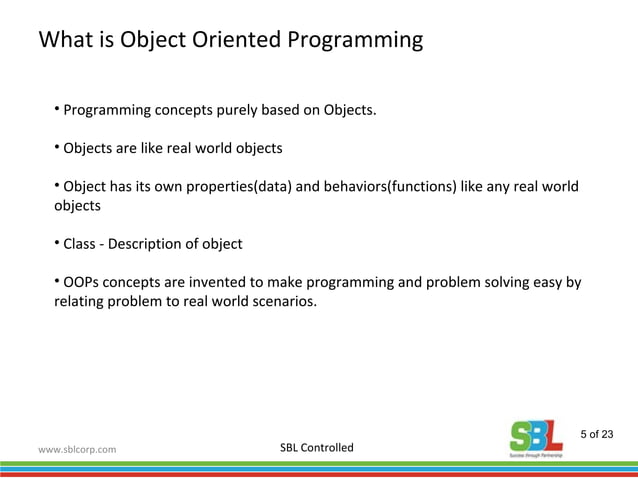 OOPs concept and implementation | PPT