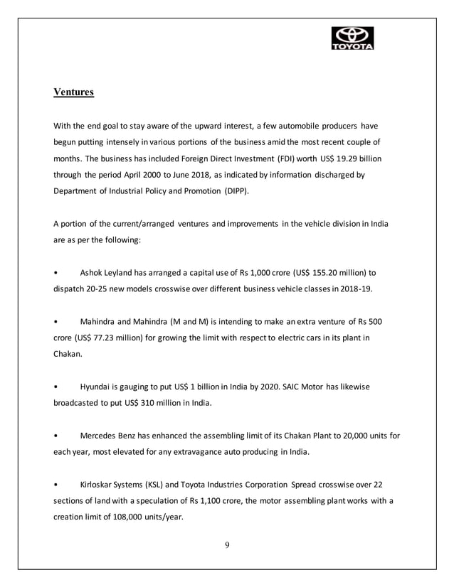 Sandeep project toyota | DOCX