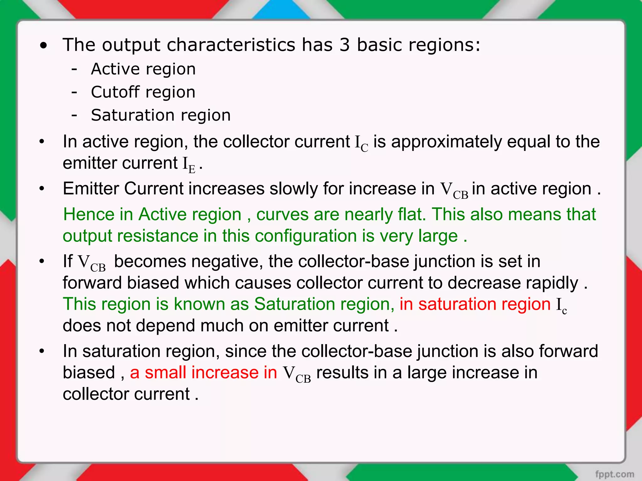 Bjt Input And Output Characteristics In Common Base Configuration Ppt