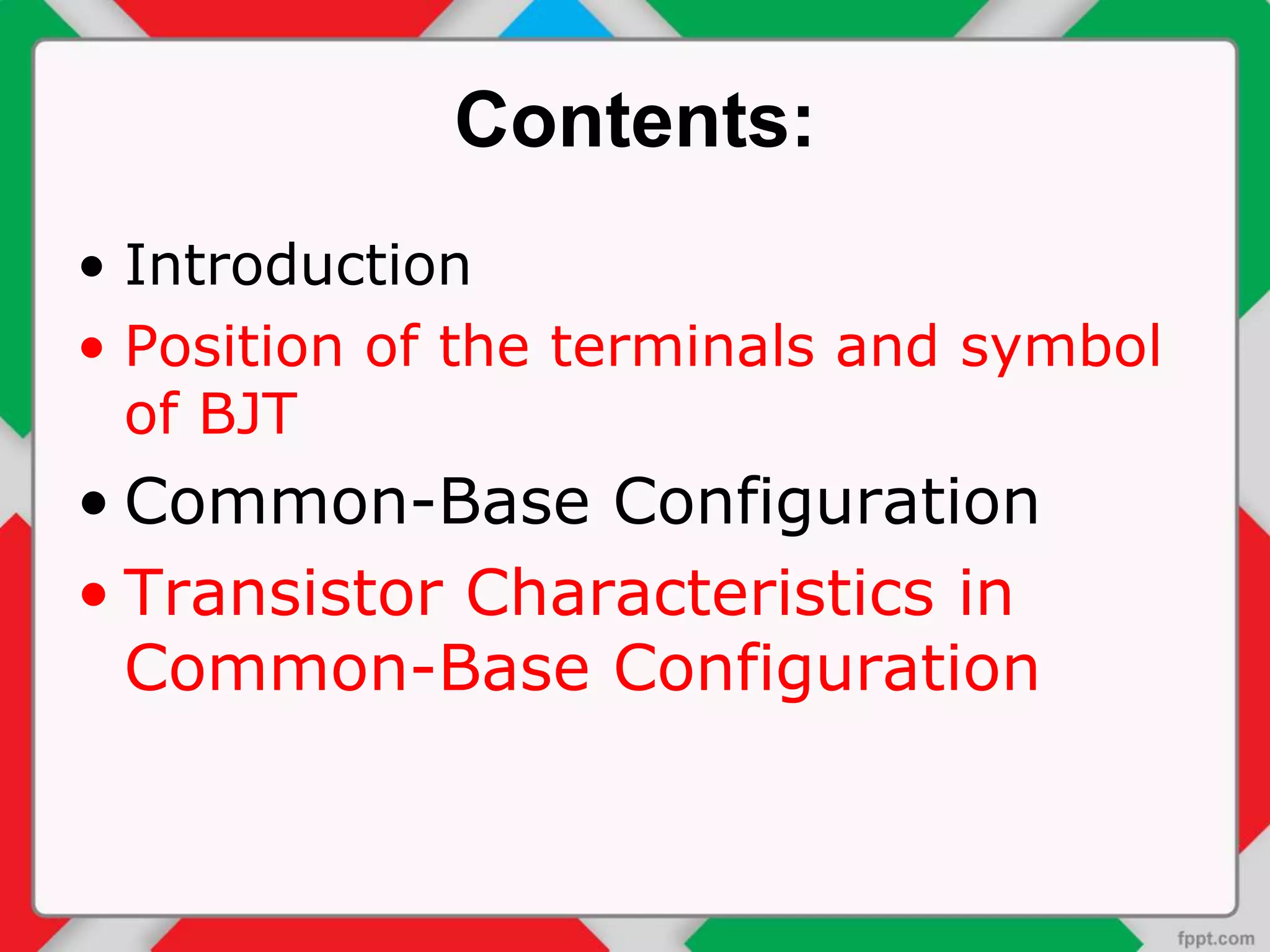 Bjt Input And Output Characteristics In Common Base Configuration Ppt