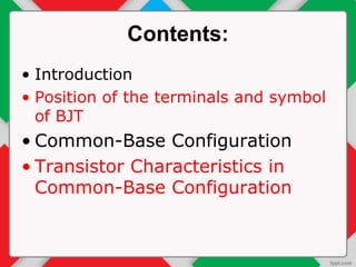 BJT Input and Output Characteristics in Common-Base Configuration | PPTX