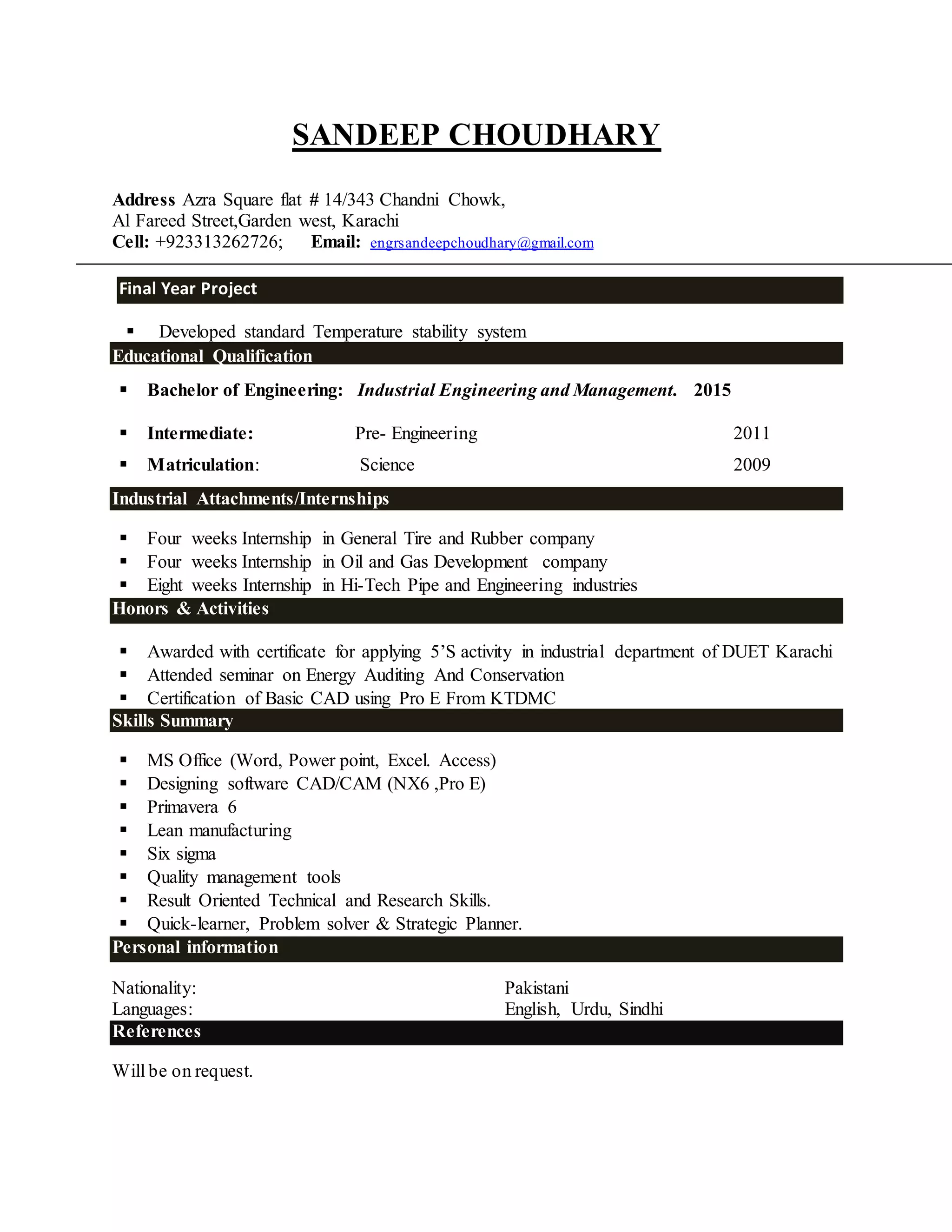 Sandeep updated cv (1) | DOCX | Business and Finance