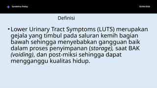 Lower urinary symptoms gwks jskskh psgab | PPTX
