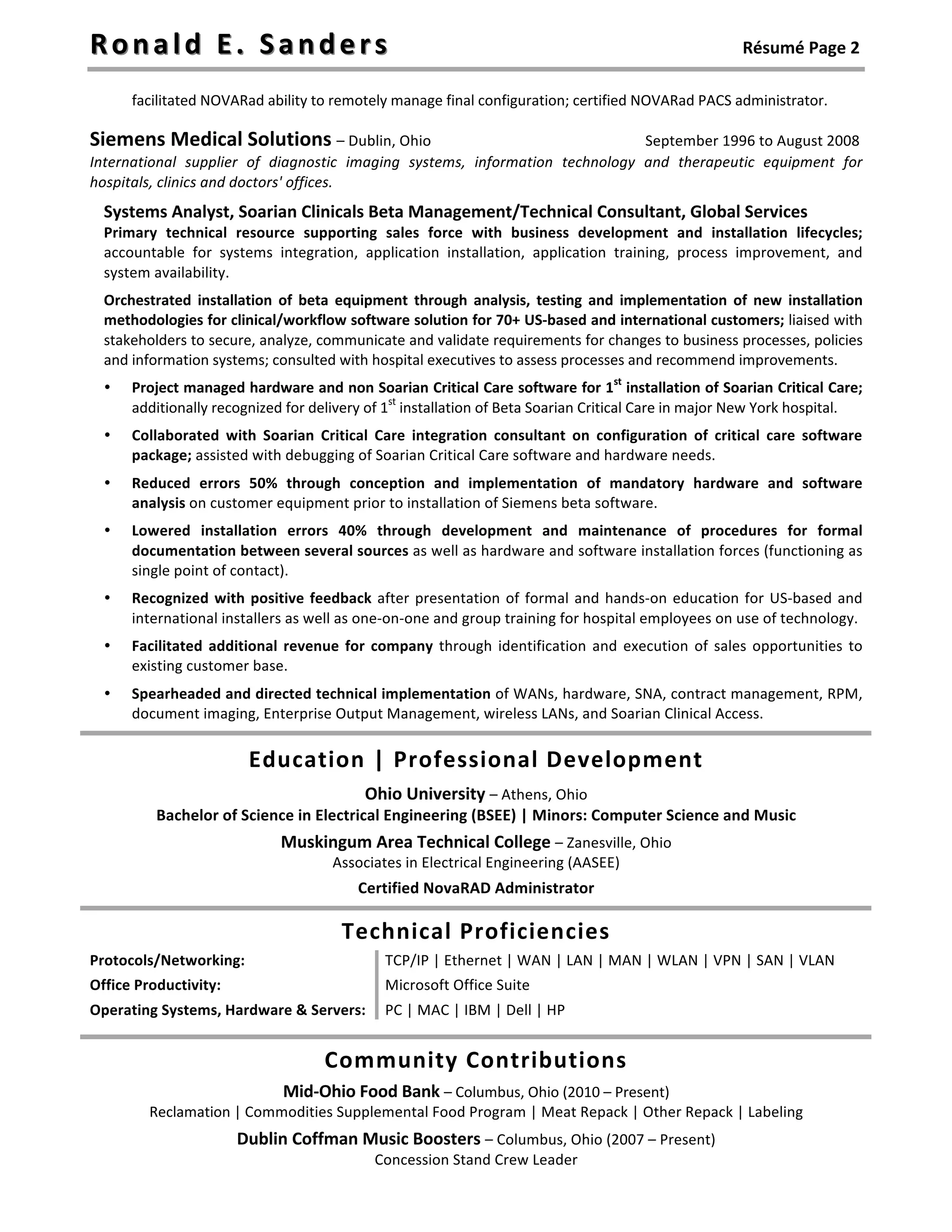 Ron Sanders Resume | PDF