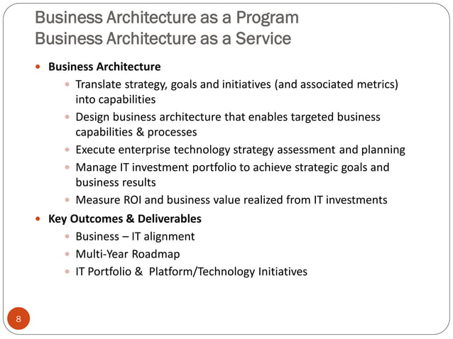 Creating Enterprise Value from Business Architecture | PPT