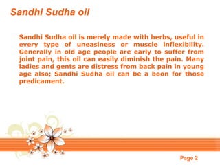Sandhi Sudha oil | PPT