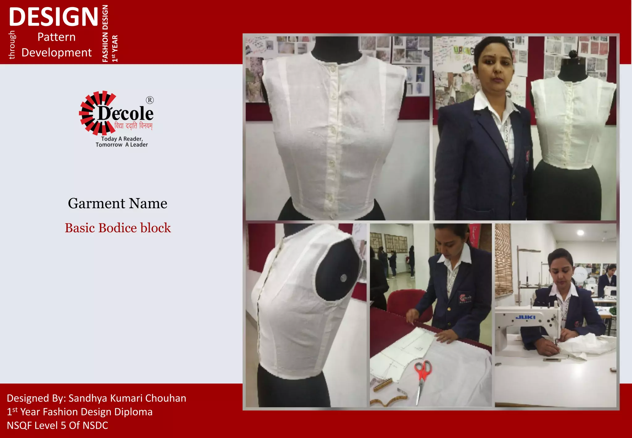 Sandhya Chouhan, Diploma Fshion Design First Year, (Basic Pattern Development Project) | PPT