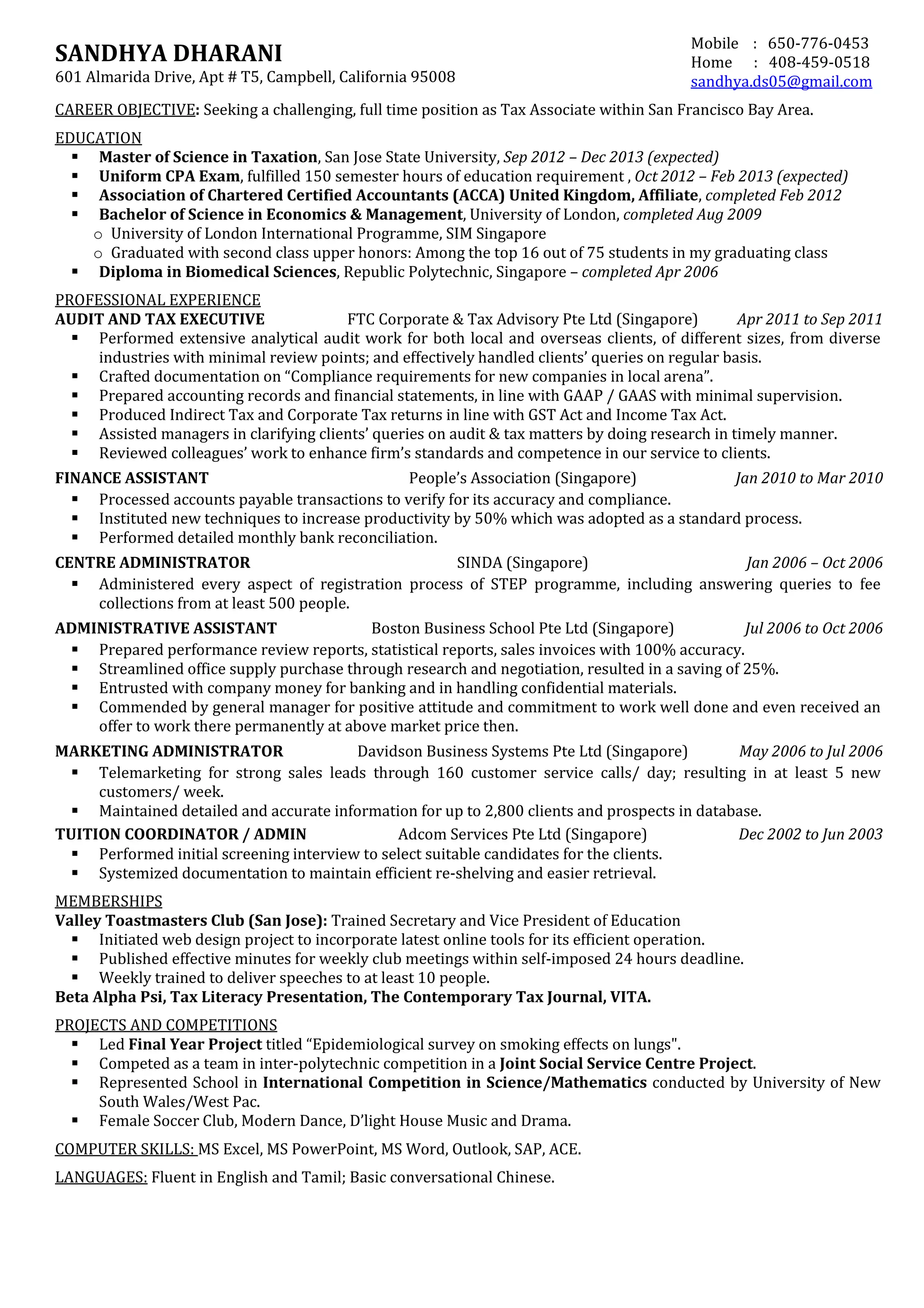 Sandhya Dharani Resume | PDF