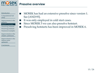 2009 : Solving linear optimization problems with MOSEK | PDF