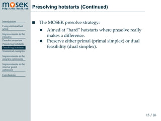 2009 : Solving linear optimization problems with MOSEK | PDF