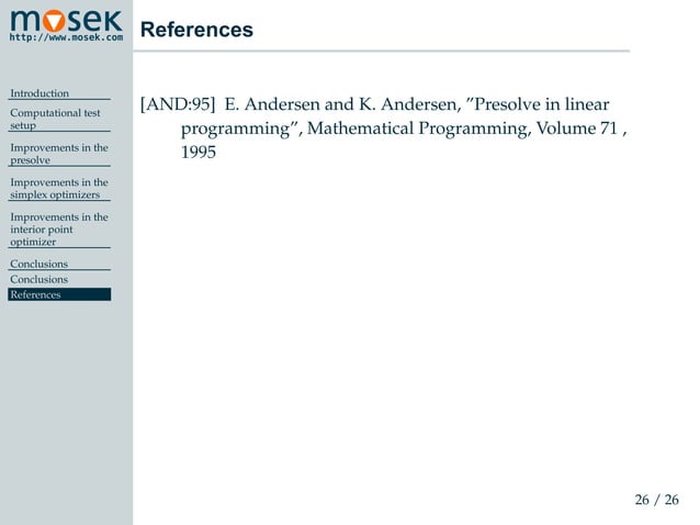 2009 : Solving linear optimization problems with MOSEK | PDF