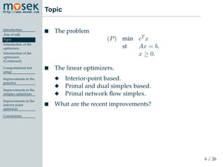 2009 : Solving linear optimization problems with MOSEK | PDF
