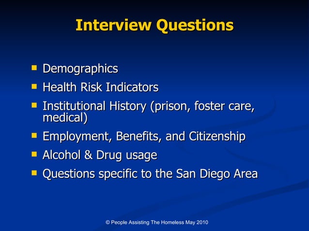San Diego Homeless Assessment - PATH | PPT | Eldercare | Family and ...