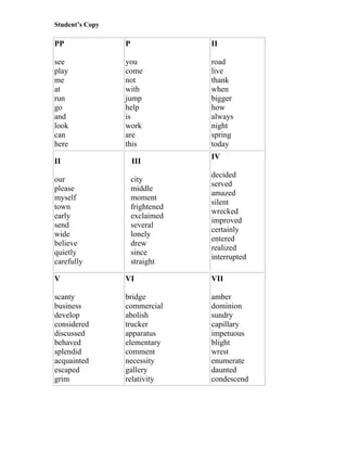 San diego quick assessment graded word list | PDF | Educational ...