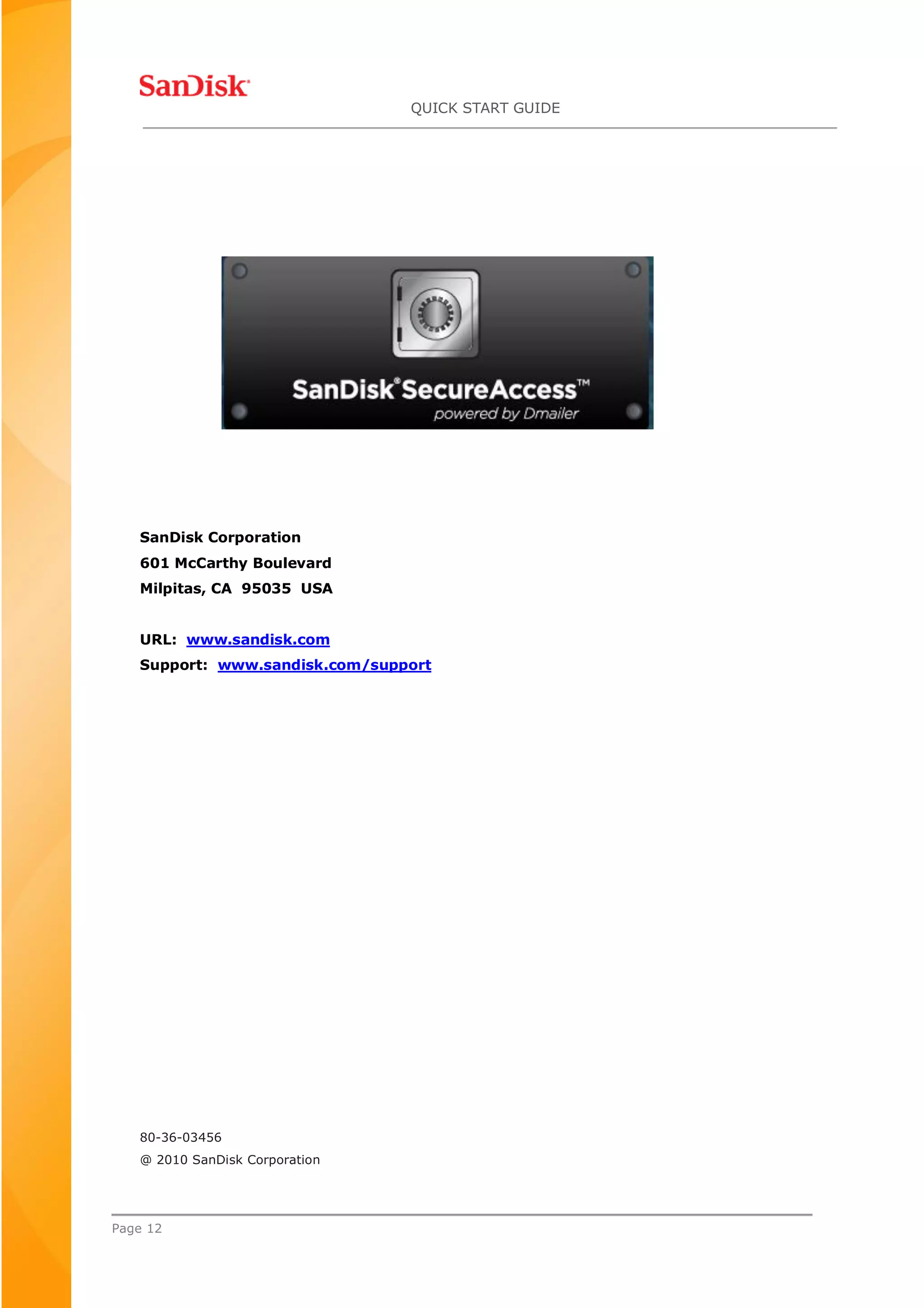 San disksecureaccess quickstartguide_win | PDF