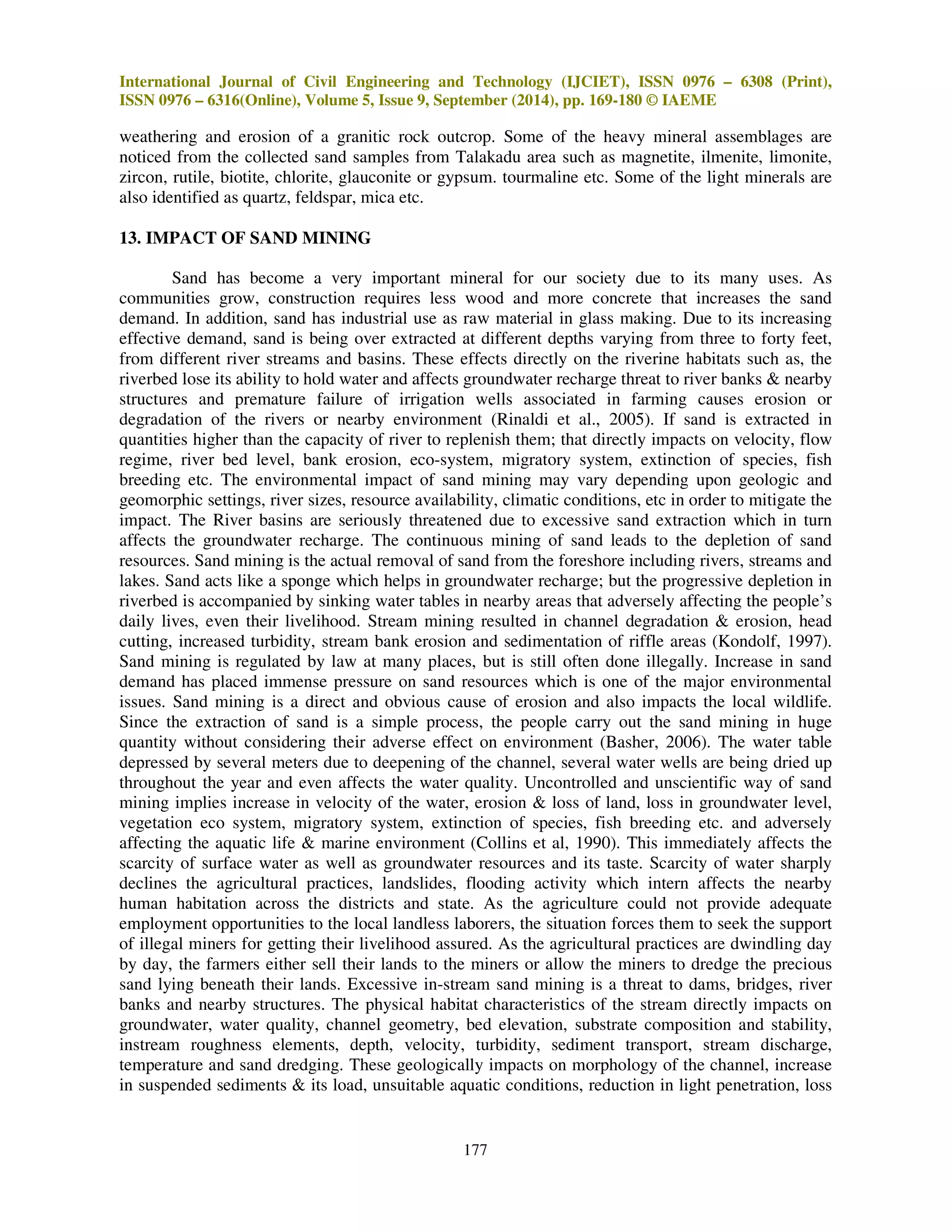 Sand mining management and its environmental impact in cauvery and ...