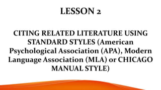 selecting and synthesizing info. from relevant literature | PPTX