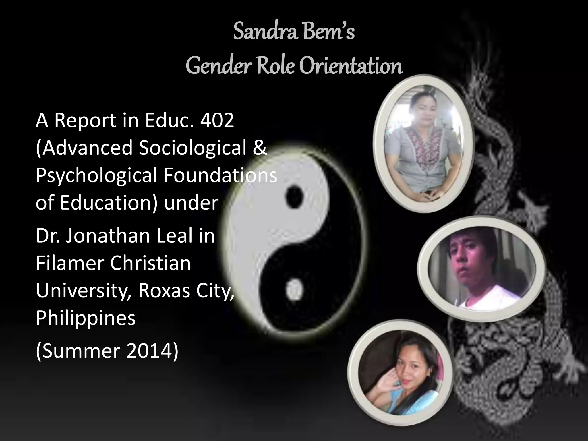 Sandra Bem's Gender Role Orientation | PPTX