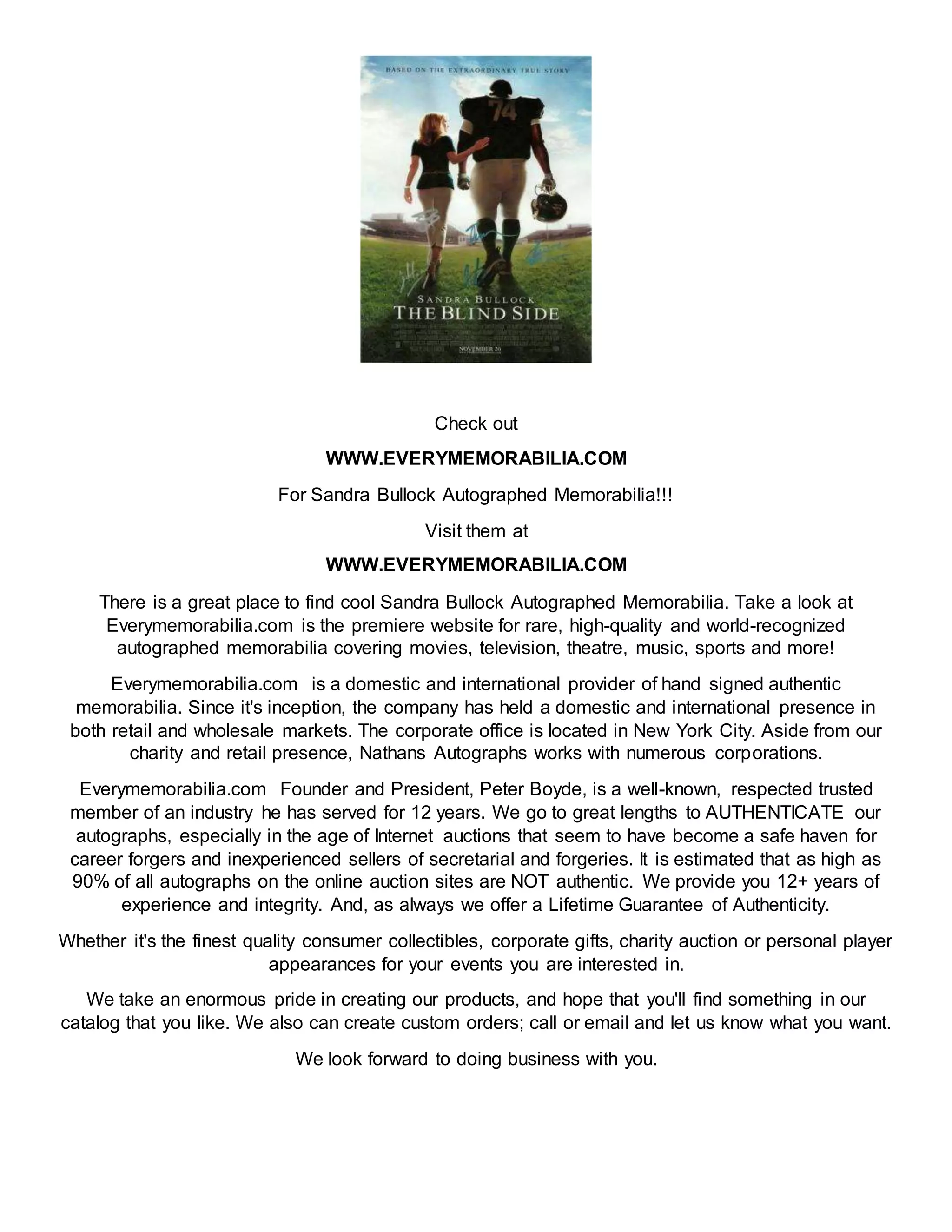 Sandra Bullock Autographed Poster | DOCX