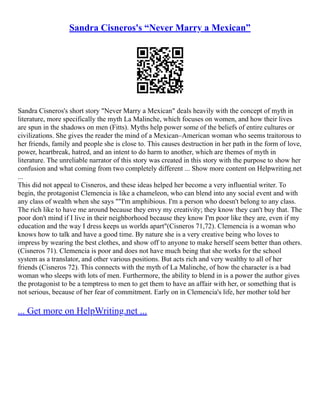Sandra Cisneros Analysis | PDF