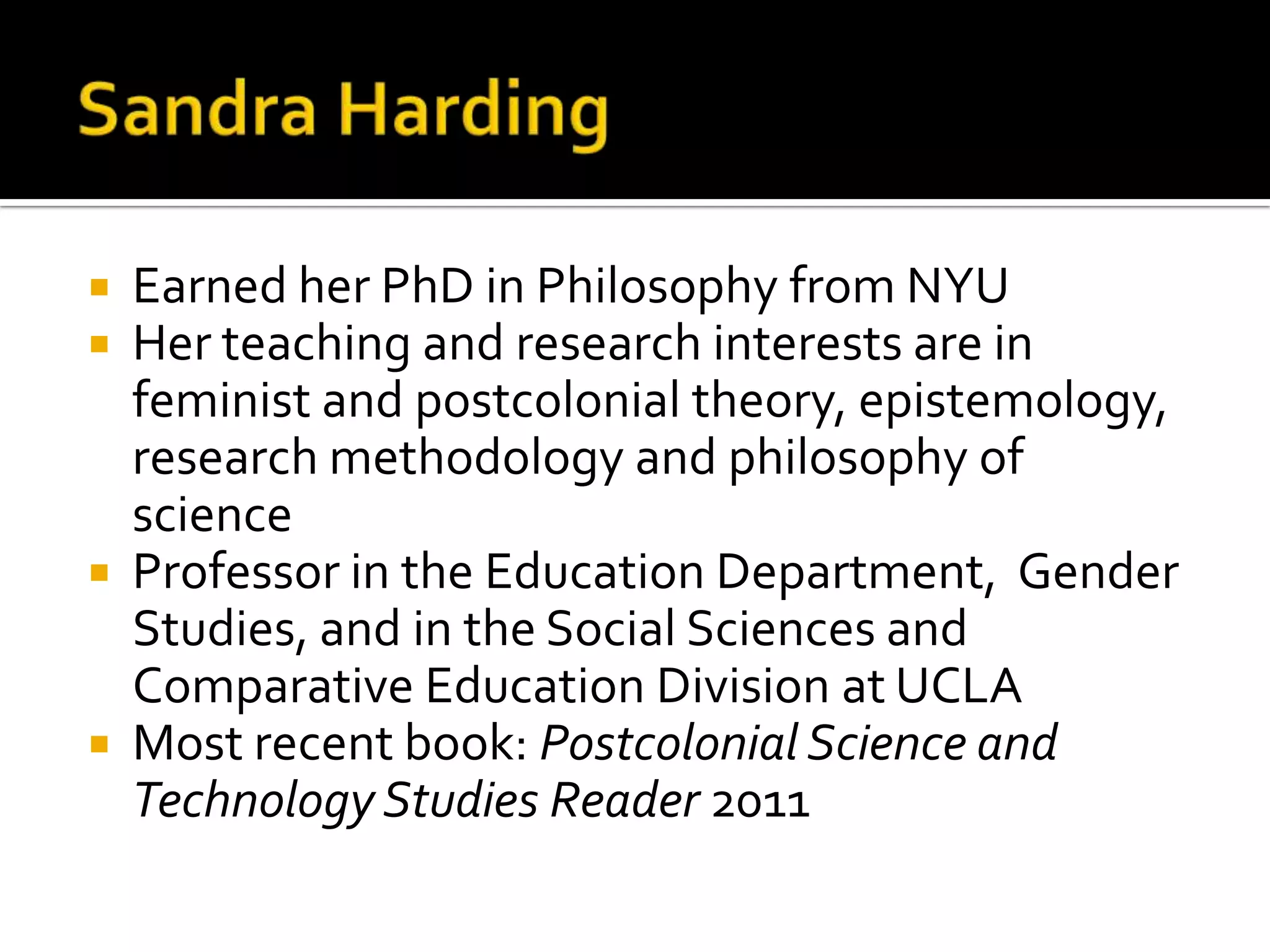 Sandra Harding Discussion Leading | PPT
