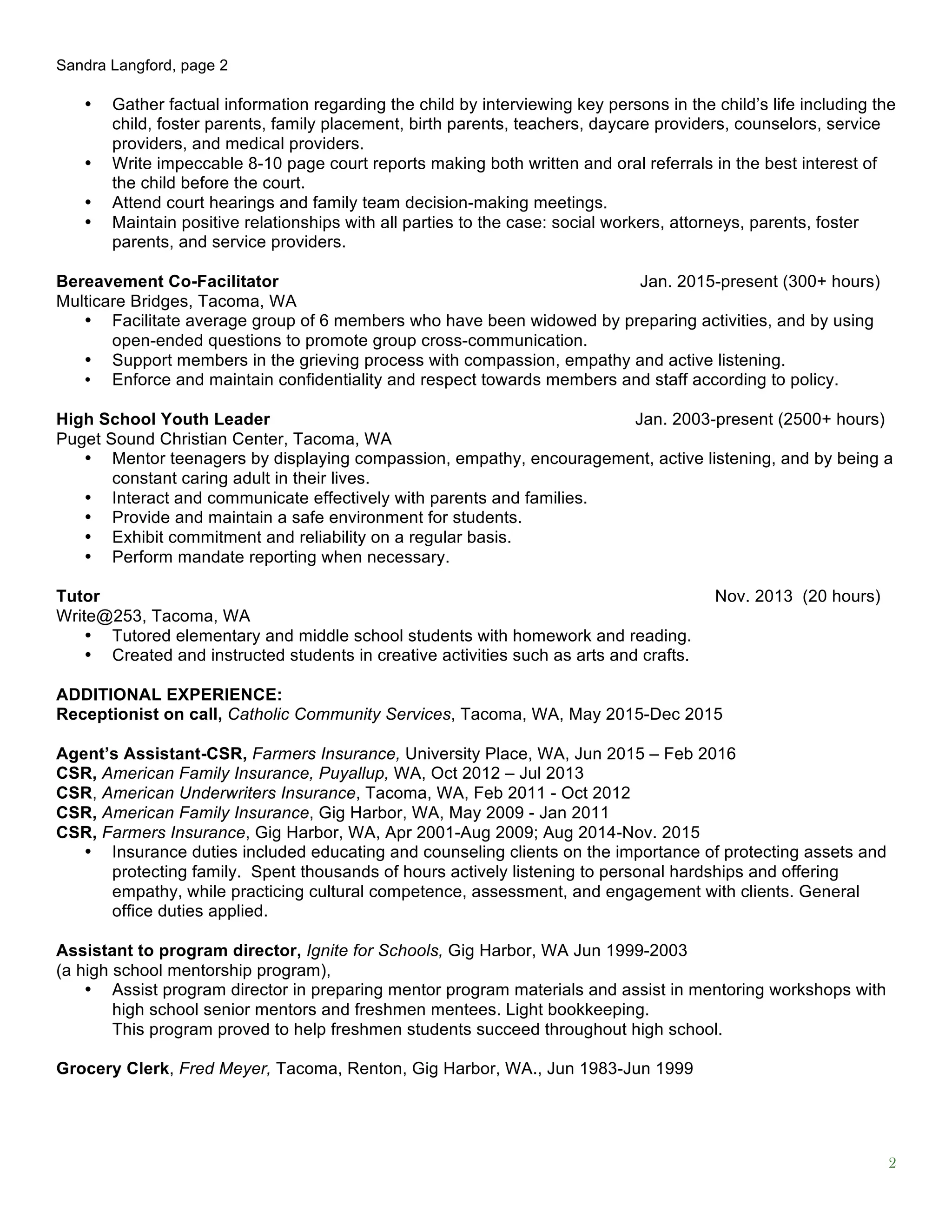 Sandra Langford resume updated 7-02-16 | PDF
