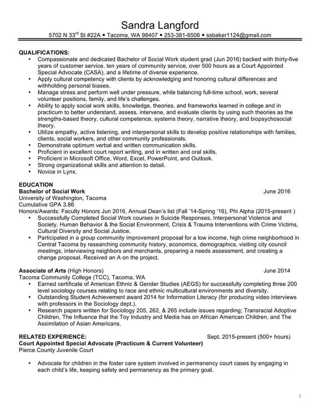 Sandra Langford resume updated 7-02-16 | PDF