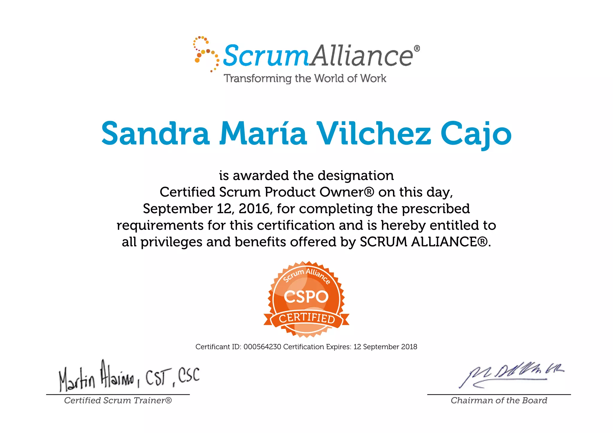 Certificado CSPO Scrum Alliance | PPT