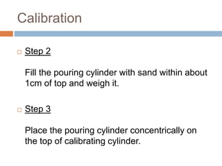 Sand Replacement Test : GNDEC | PPTX