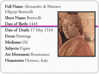 Sandro botticelli | PPTX