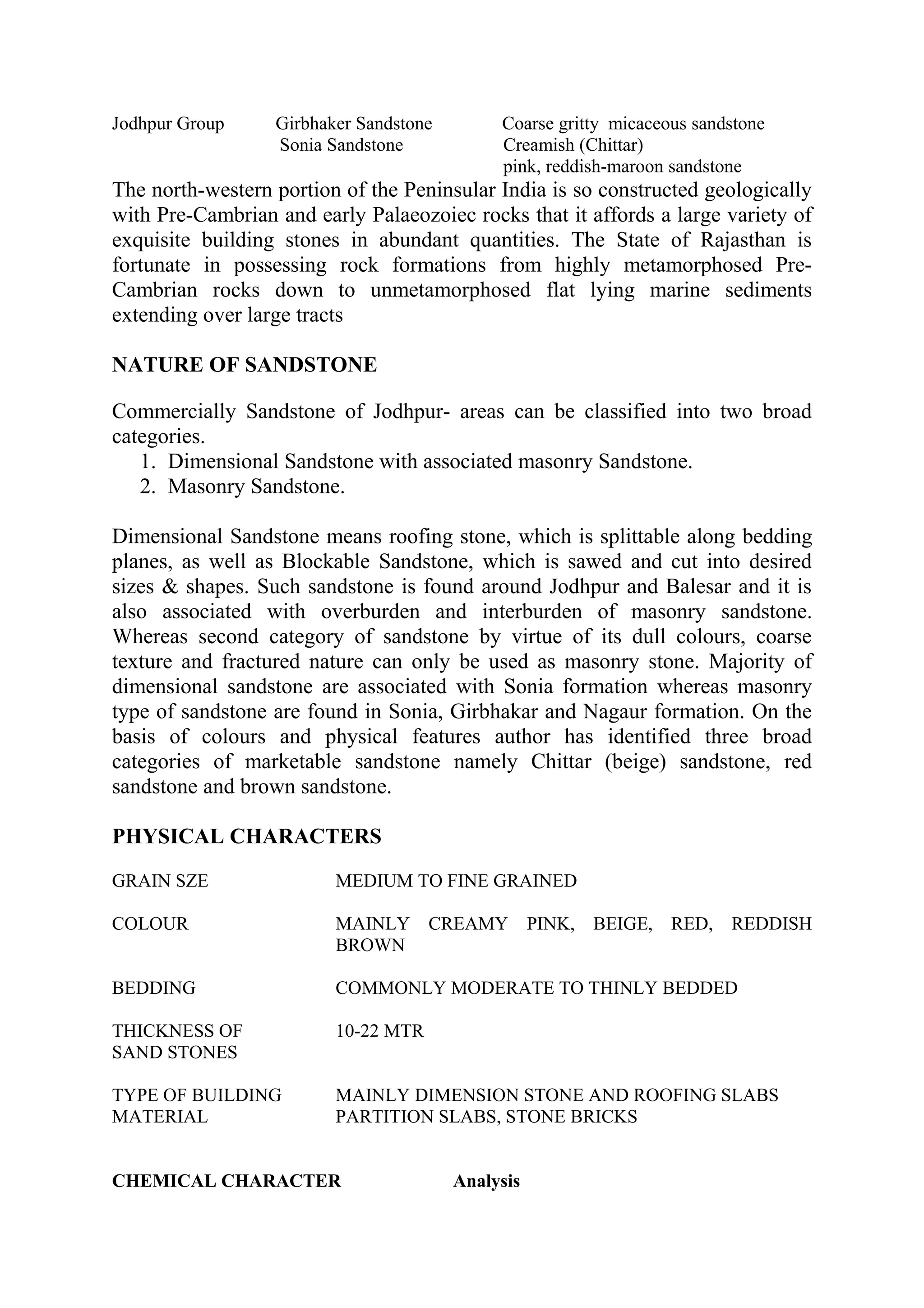 Sandstone of jodhpur district | DOC