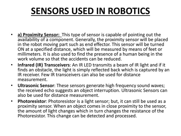 sensors in robotics | PPTX